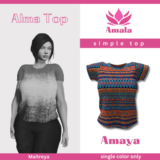 Second Life Marketplace - [amala] Alma top - Simple top - Amaya - Maitreya